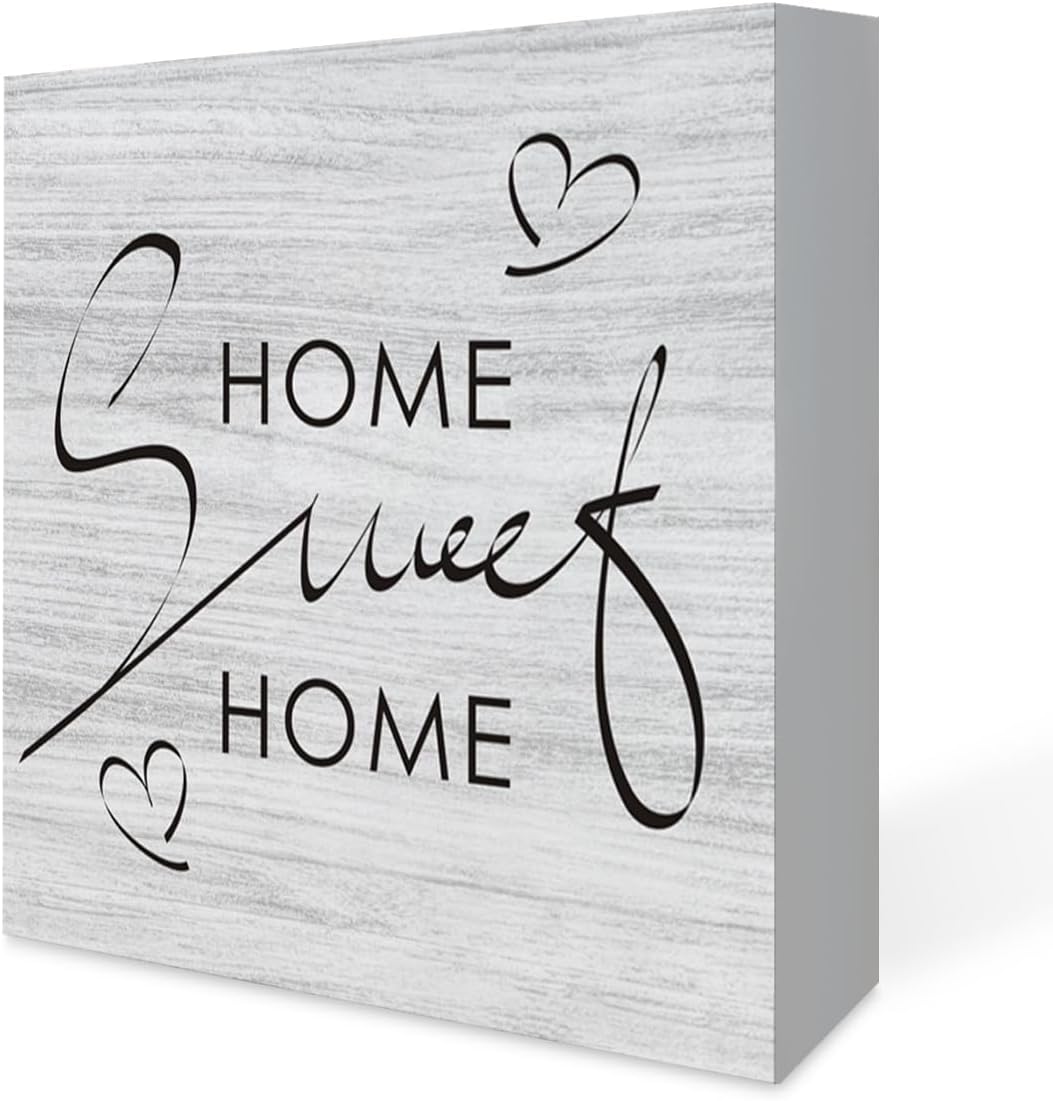 5x5 IN Home Decor Home Sweet Home Bathroom Wooden Box Sign with Saying ...