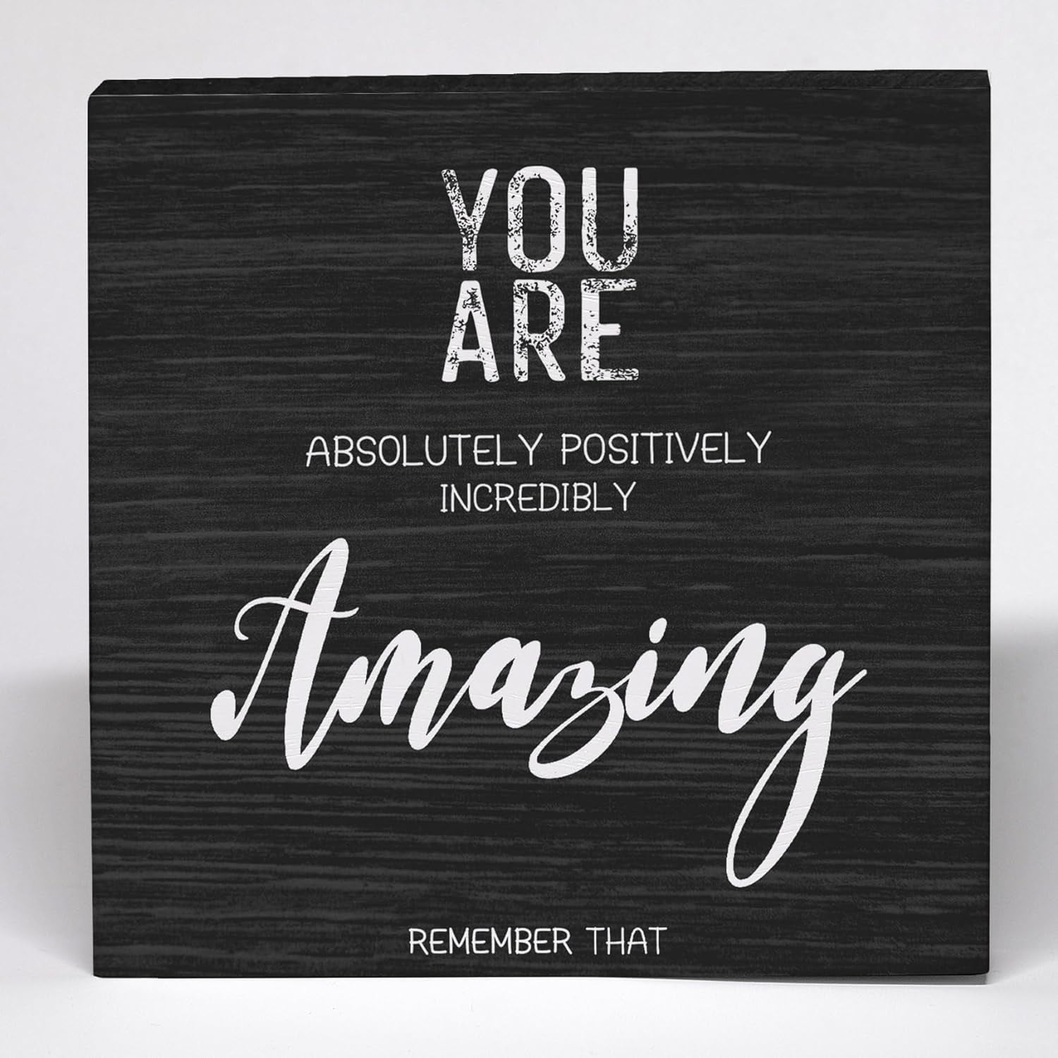 5x5 IN Inspirational Black Wooden Box Sign, Inspirational Desk Decor ...