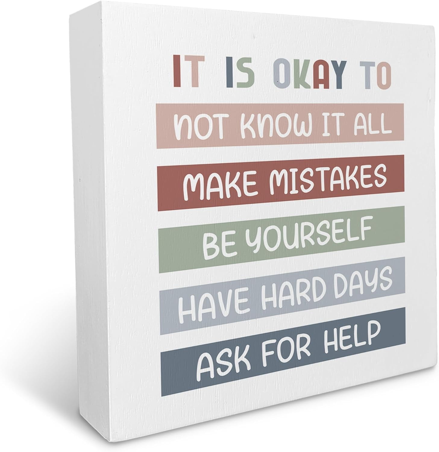5x5 IN It is Okay to Mental Health Wooden Box Sign, Teacher Desk Decor ...