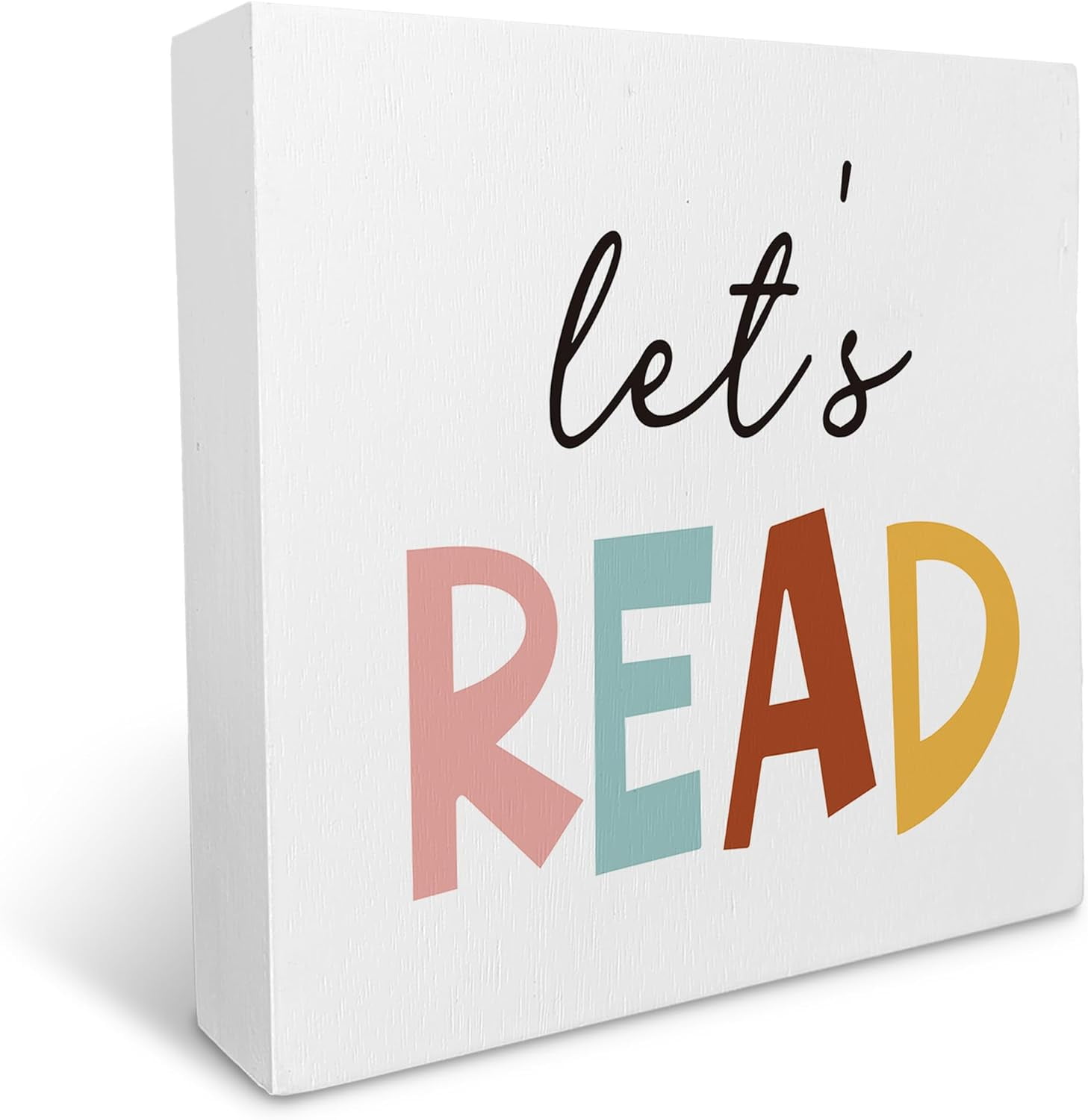 5x5 IN Let's Read Wooden Box Sign, Reading Corner Decor for Classroom ...