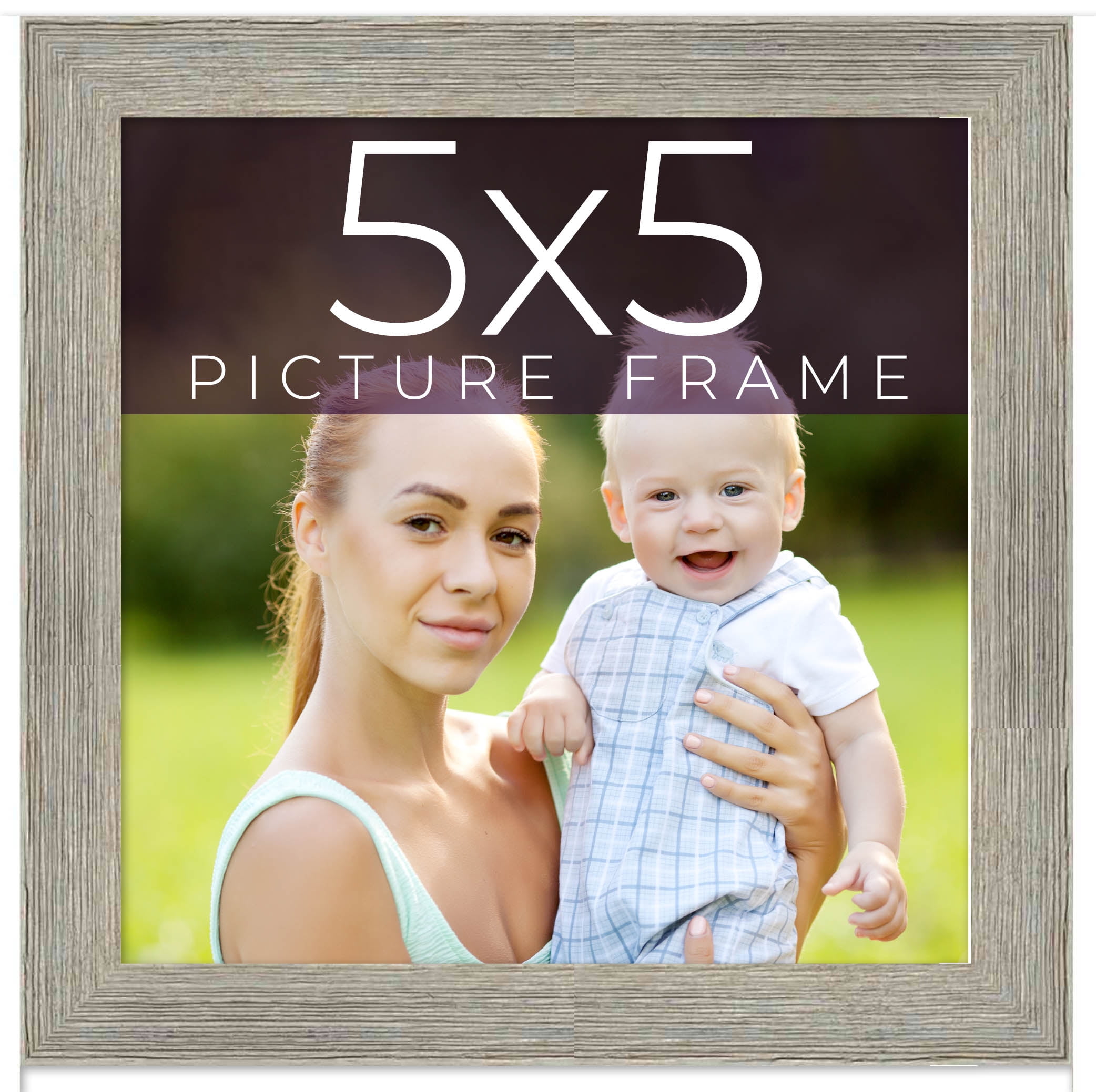 5x5 IN Frame Grey Real Wood Picture Frame Width 1.5 Inches | Interior ...