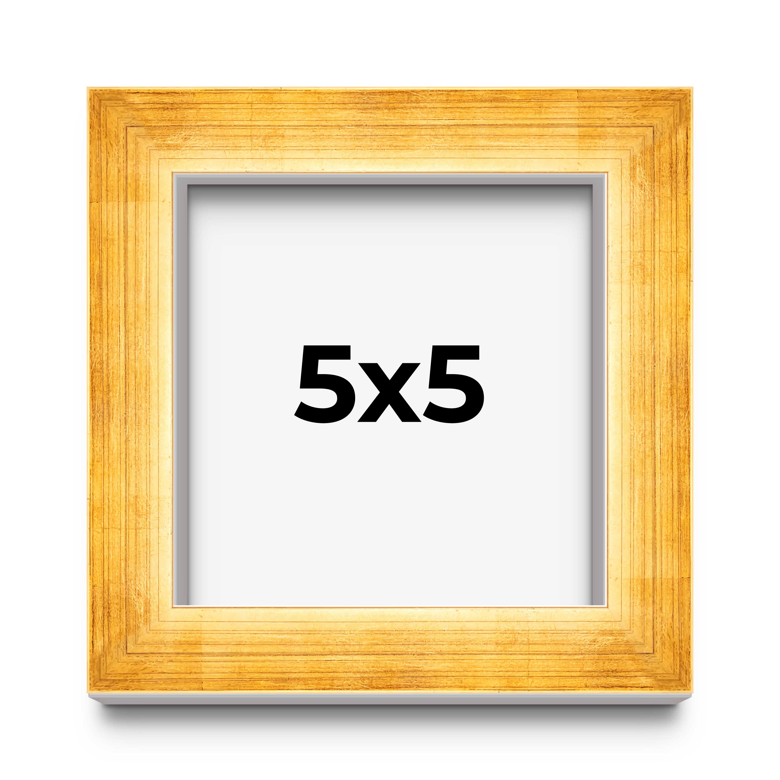 5x5 IN Shadow Box Frame Gold | 1.625 Inches Deep Real Wood Traditional ...