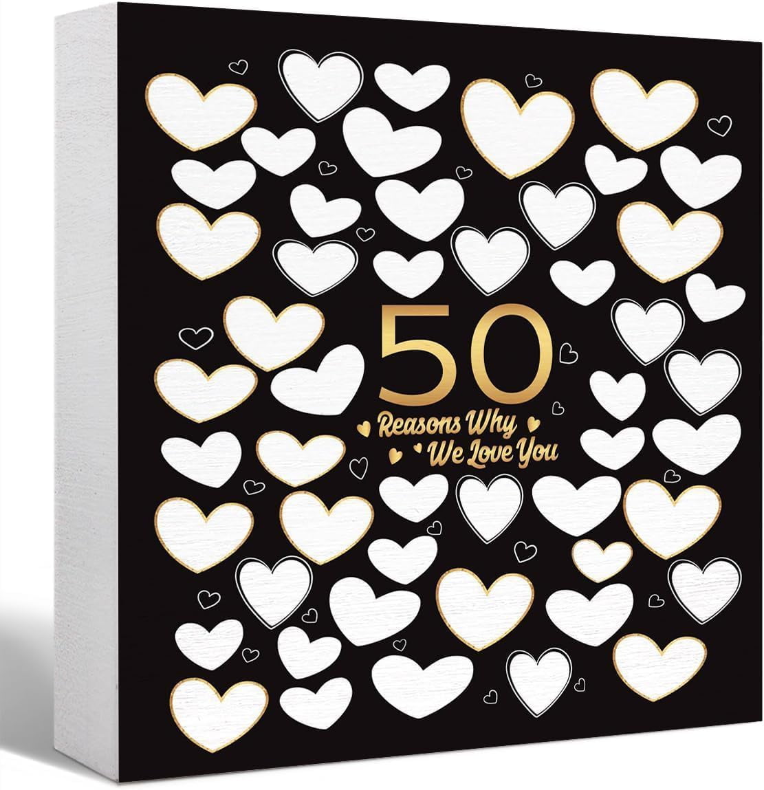 5x5 Inch 50 Reasons Why We Love You Wooden Block Sign 50th Birthday ...