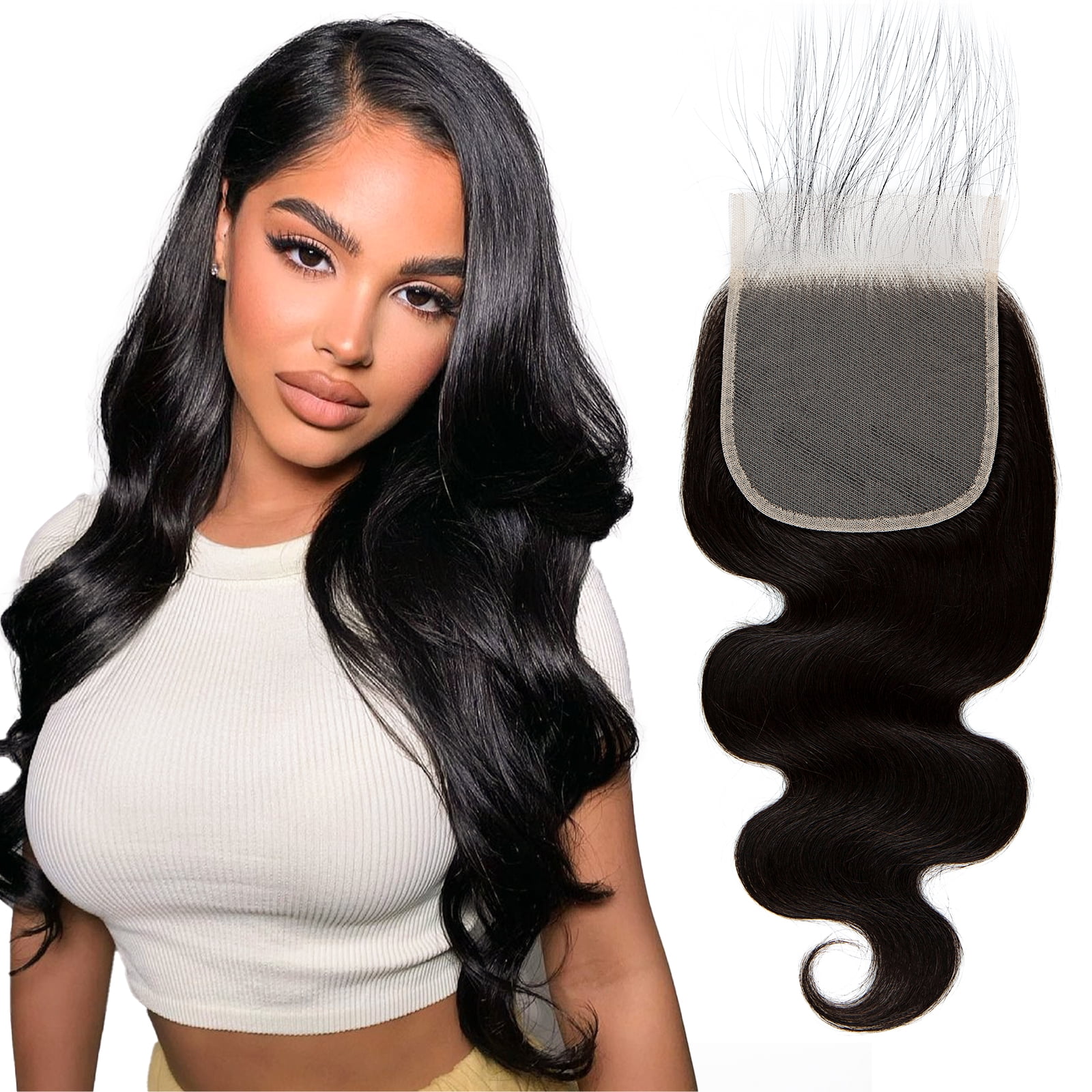 5x5 Lace Closure 180% Density Deep Parting Brazilian Body Wave ...