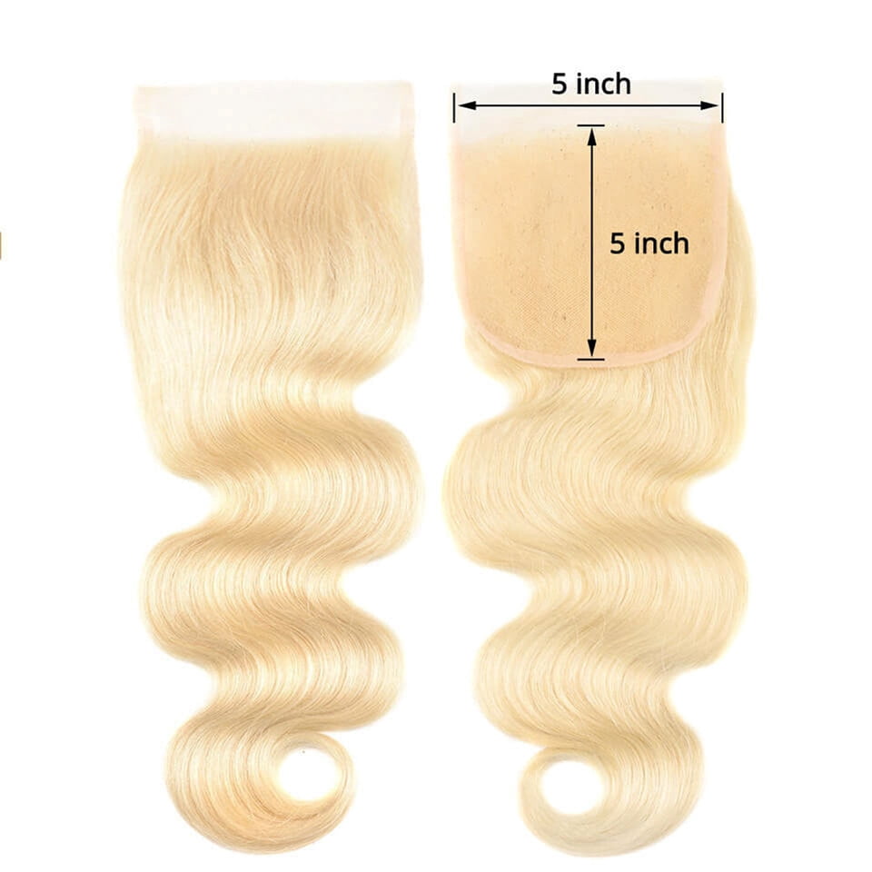 5x5 Lace Closure 613 Blonde Straight Hair Closure Pre Plucked Human ...