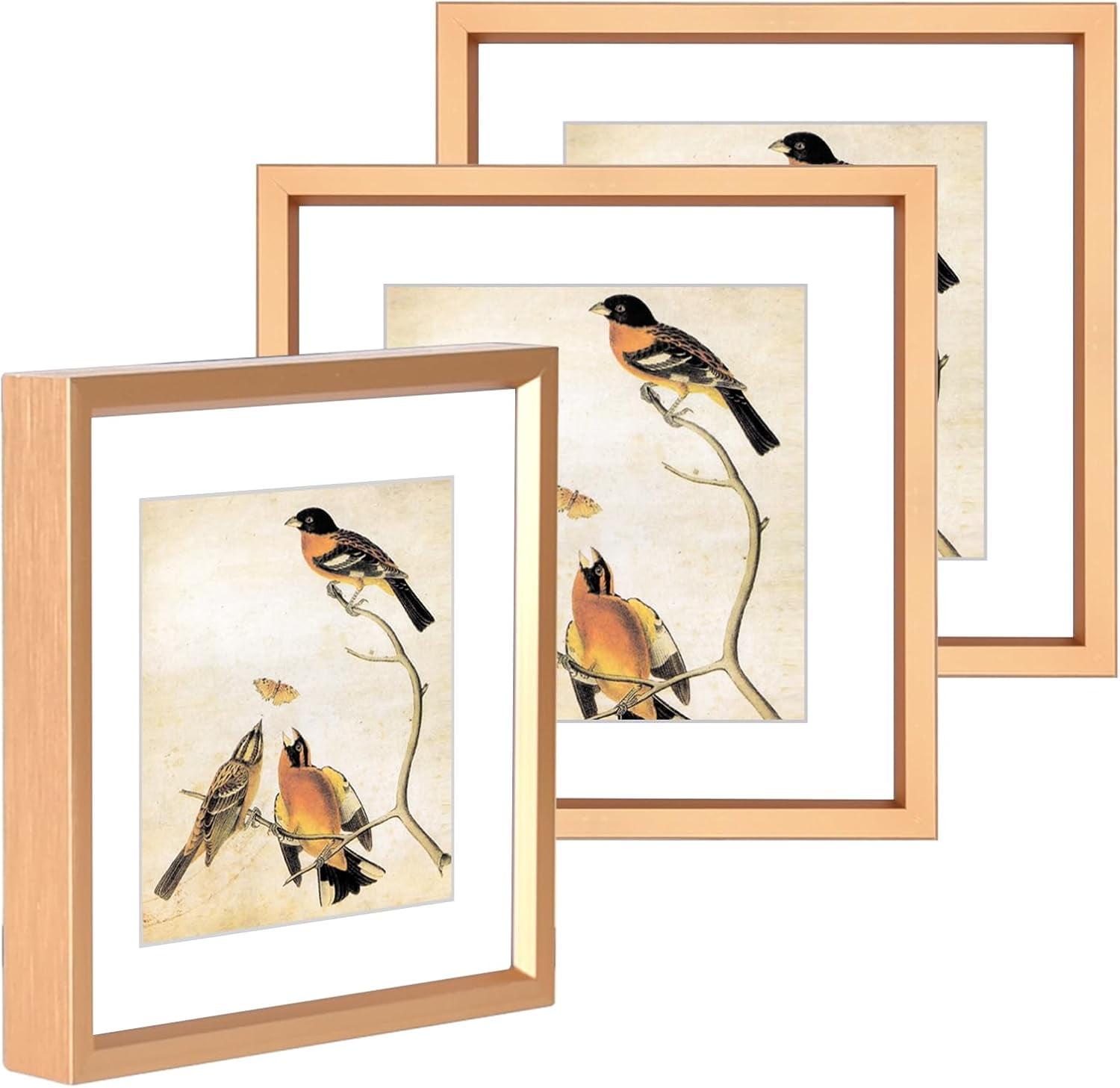 5x5 Picture Frame, Gold Metal Photo Frames with HD Glass, Fits 4x4 with ...