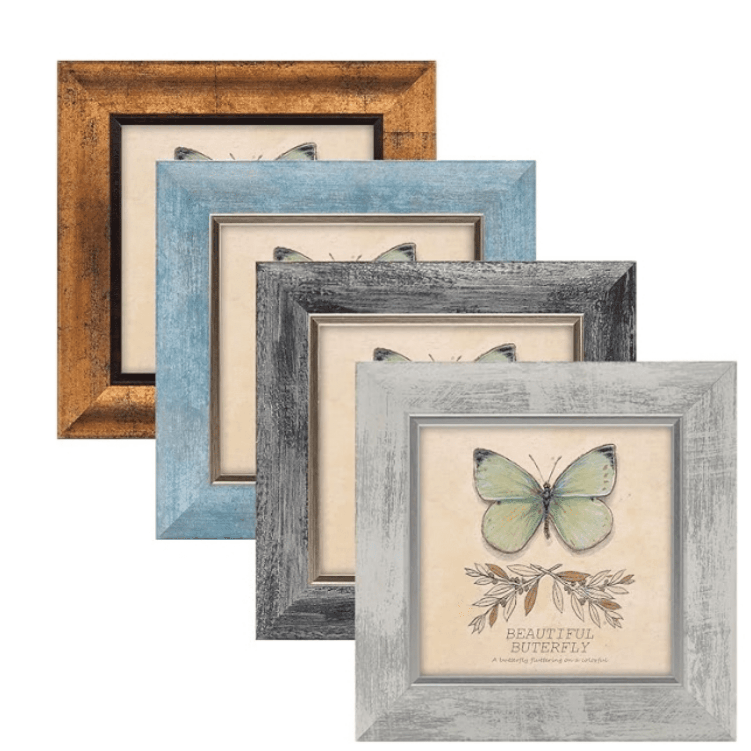 5x5 Picture Frames Set of 4 Rustic Retro Photo Frame with Tempered ...