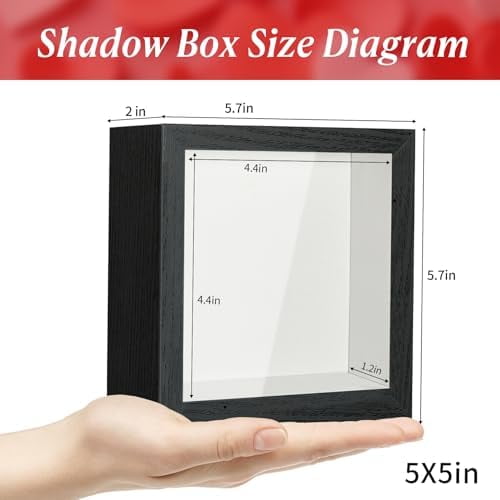 5x5 Shadow Box Picture Frame Display Case with Soft Linen Back ...