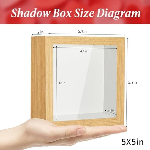 5x5 Shadow Box Picture Frame Display Case with Soft Linen Back ...