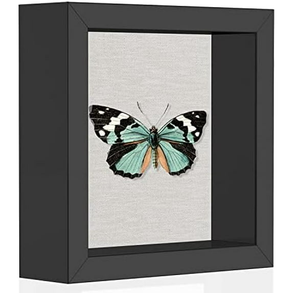 5x5 Shadow Box Picture Frame with Soft Linen Back - Metal Push Pins ...