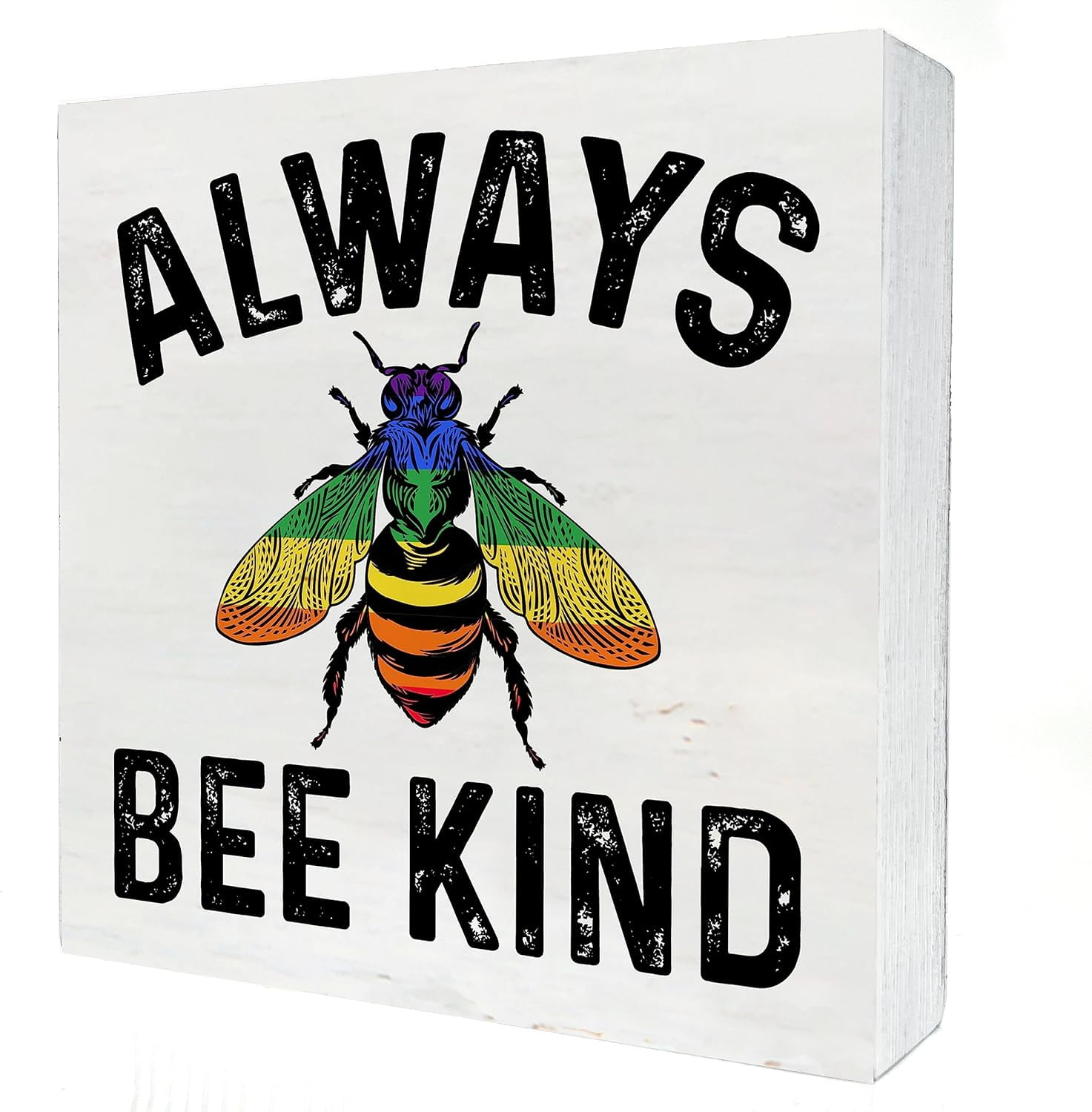 5x5 inch Always Be Kind Wooden Box Sign Desk Decor Pride Wood Block ...