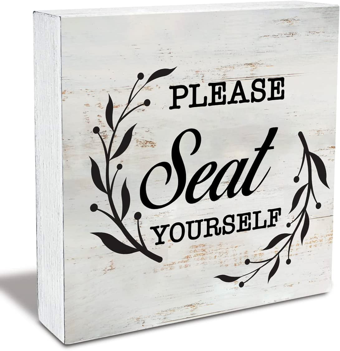 5x5 inch Please Seat Yourself Wooden Block box Signs Desktop ornaments ...