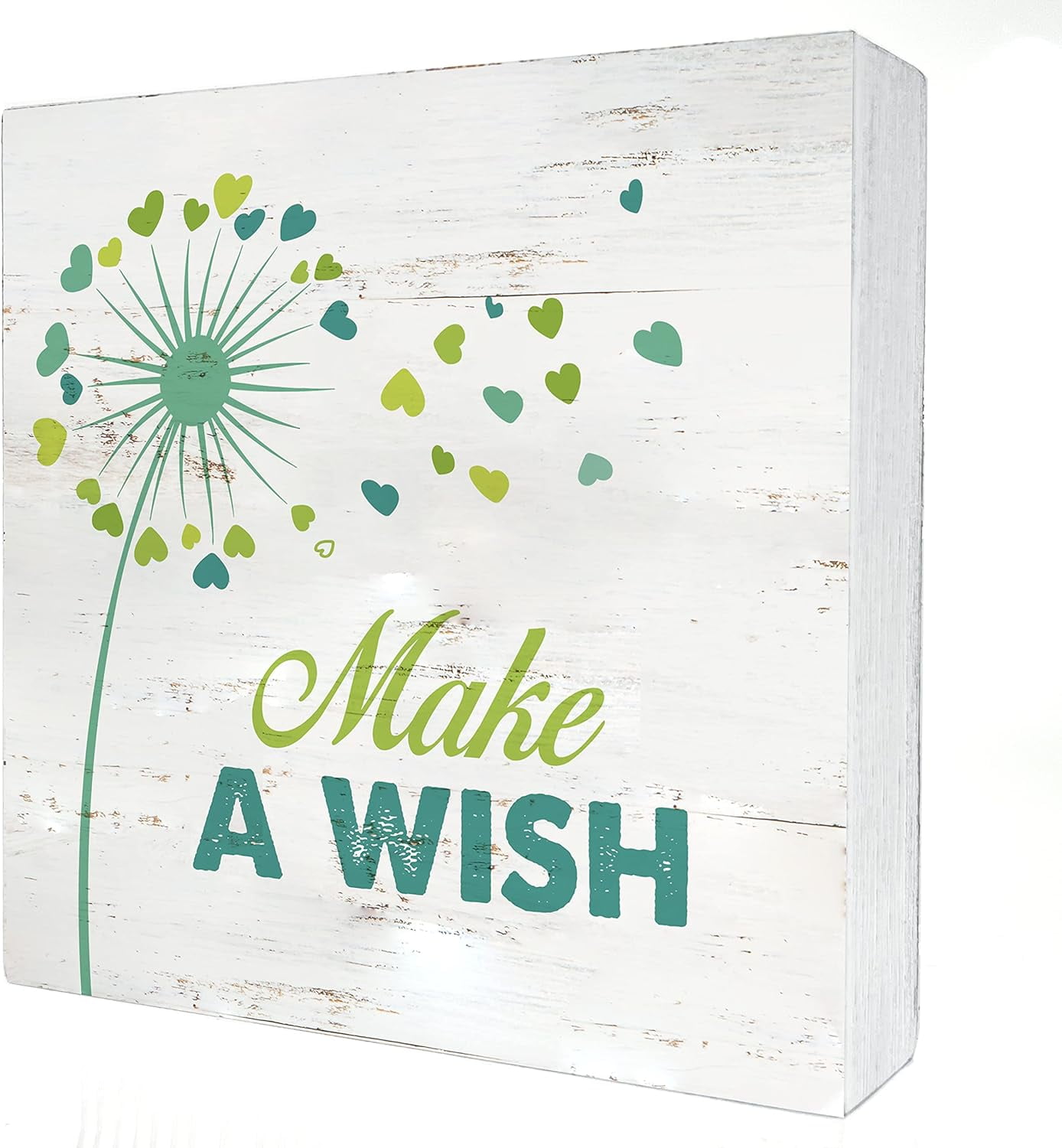 5x5 inch Positive Wooden Box Sign Desk Decor Make a Wish Wood Block ...