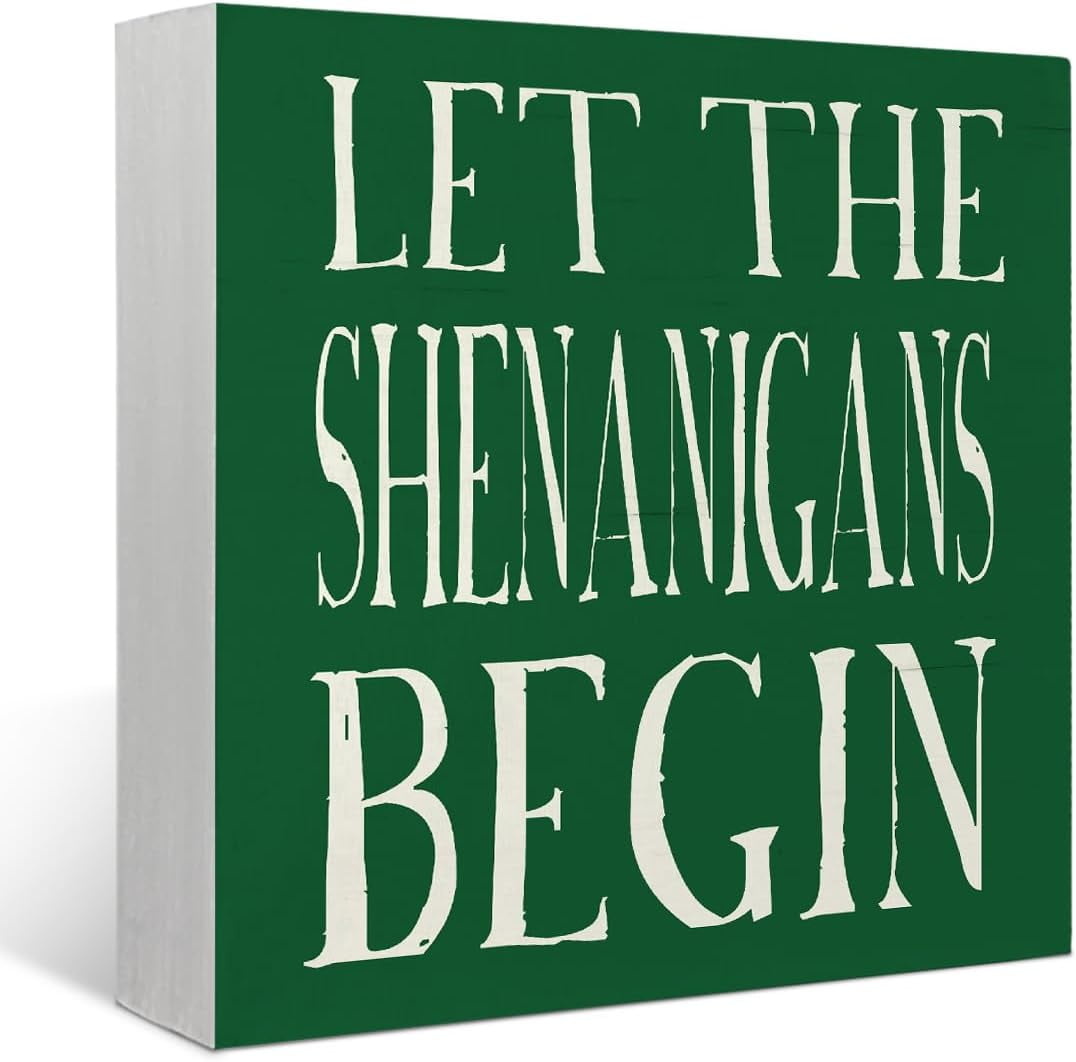 5x5 inch St Patricks Day Green Wood Box Signs,Let the Shenanigans Begin ...