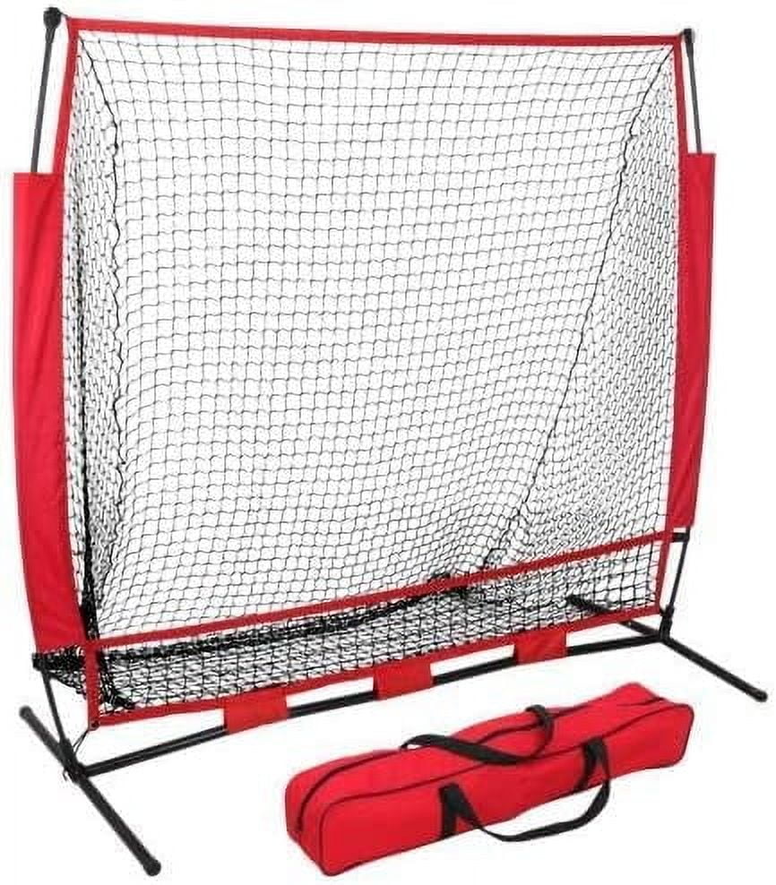 5x5ft Baseball & Softball Net with Bow Frame, Batting Tee - Portable ...