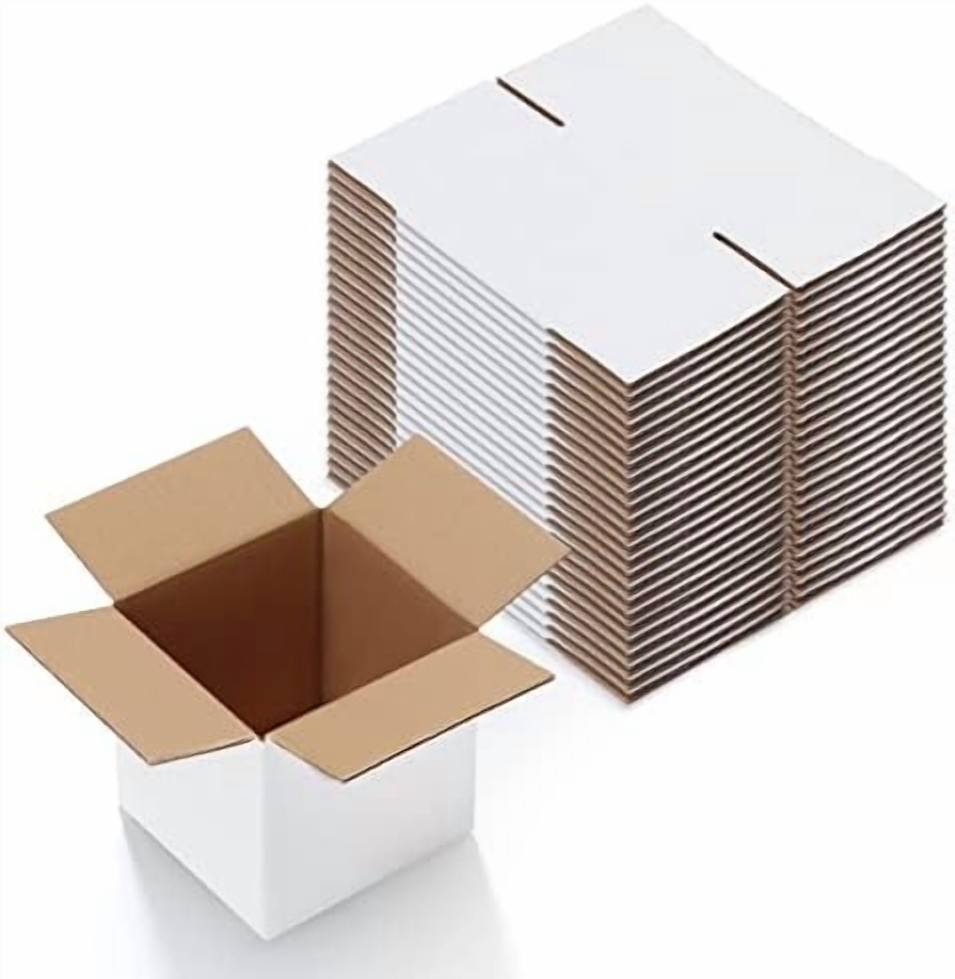 5x5x5 Inches Shipping Boxes Set of 25, White Corrugated Cardboard Box ...