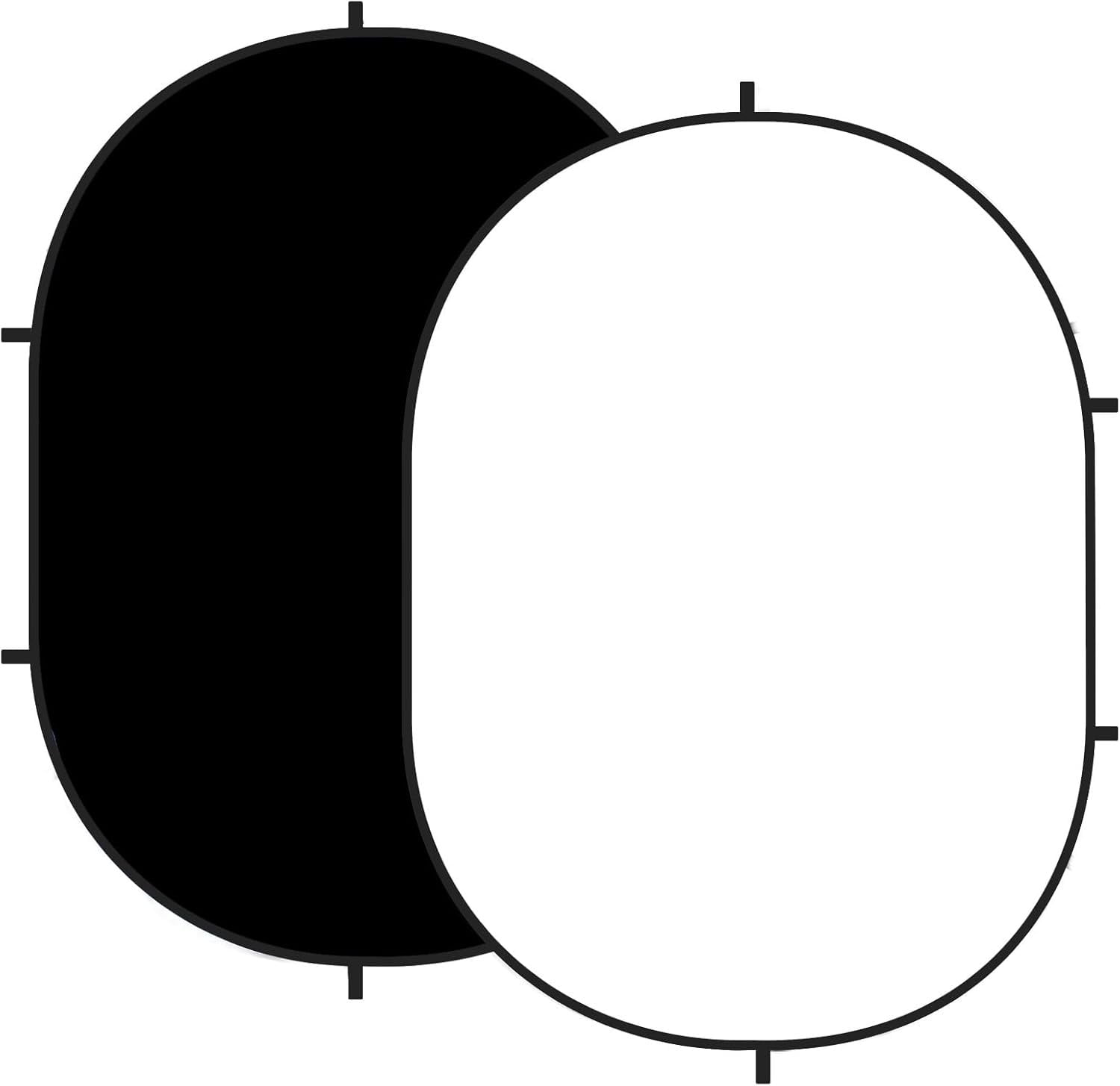 5x6.5ft(1.5x2m) Collapsible Backdrop White Black Twist Flex Folding Pop ...
