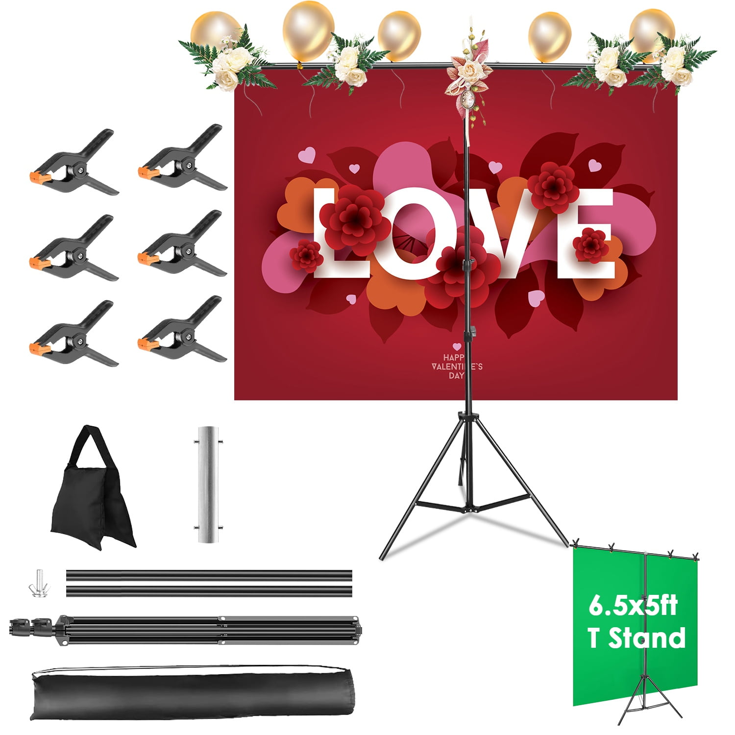 iMounTEK Photo Backdrop Stand 6.5x5ft, T-Shape Party Background Frame ...