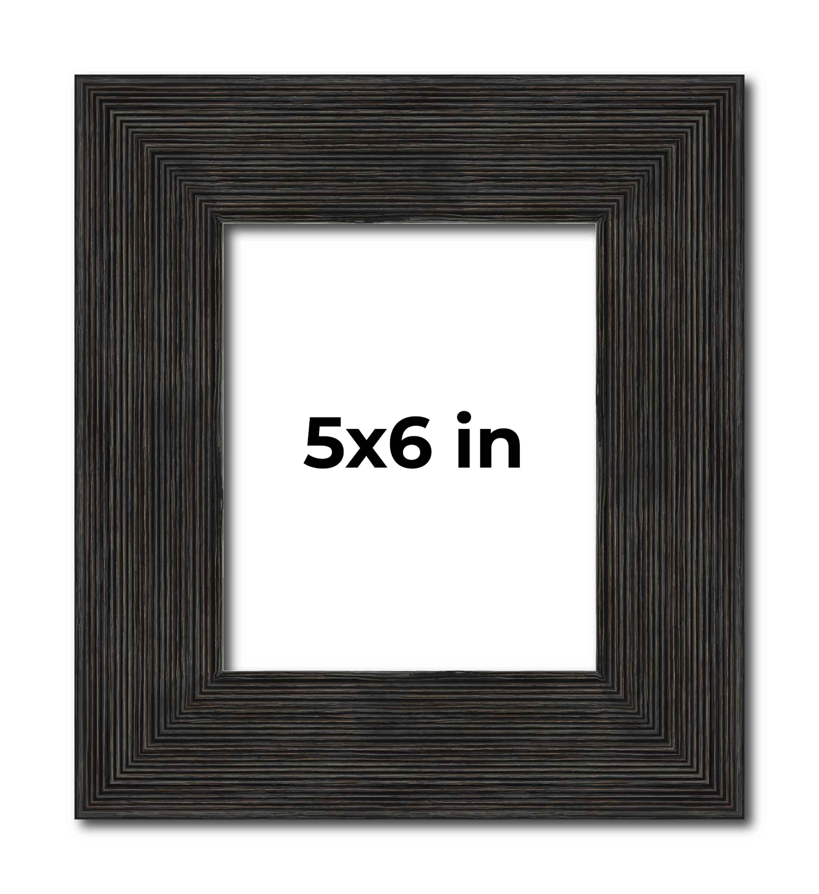 5x6 Contemporary Black Picture Frame - UV Acrylic, Foam Board Backing ...