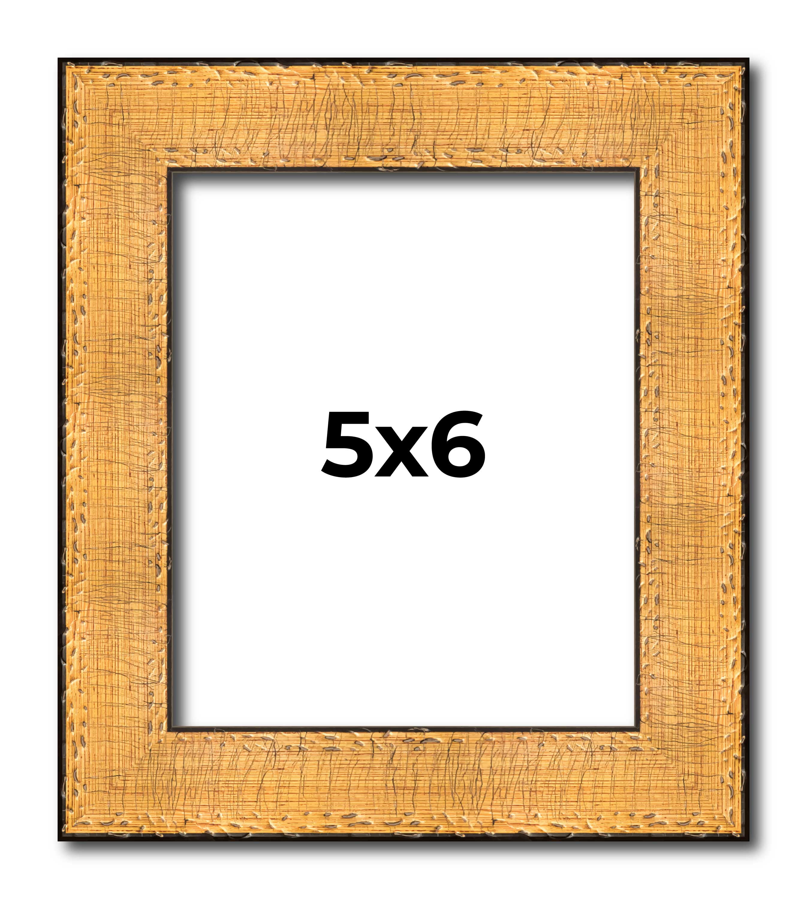 5x6 Frame Gold Rustic Solid Wood Picture Frame | 1.25 Inch Wide ...