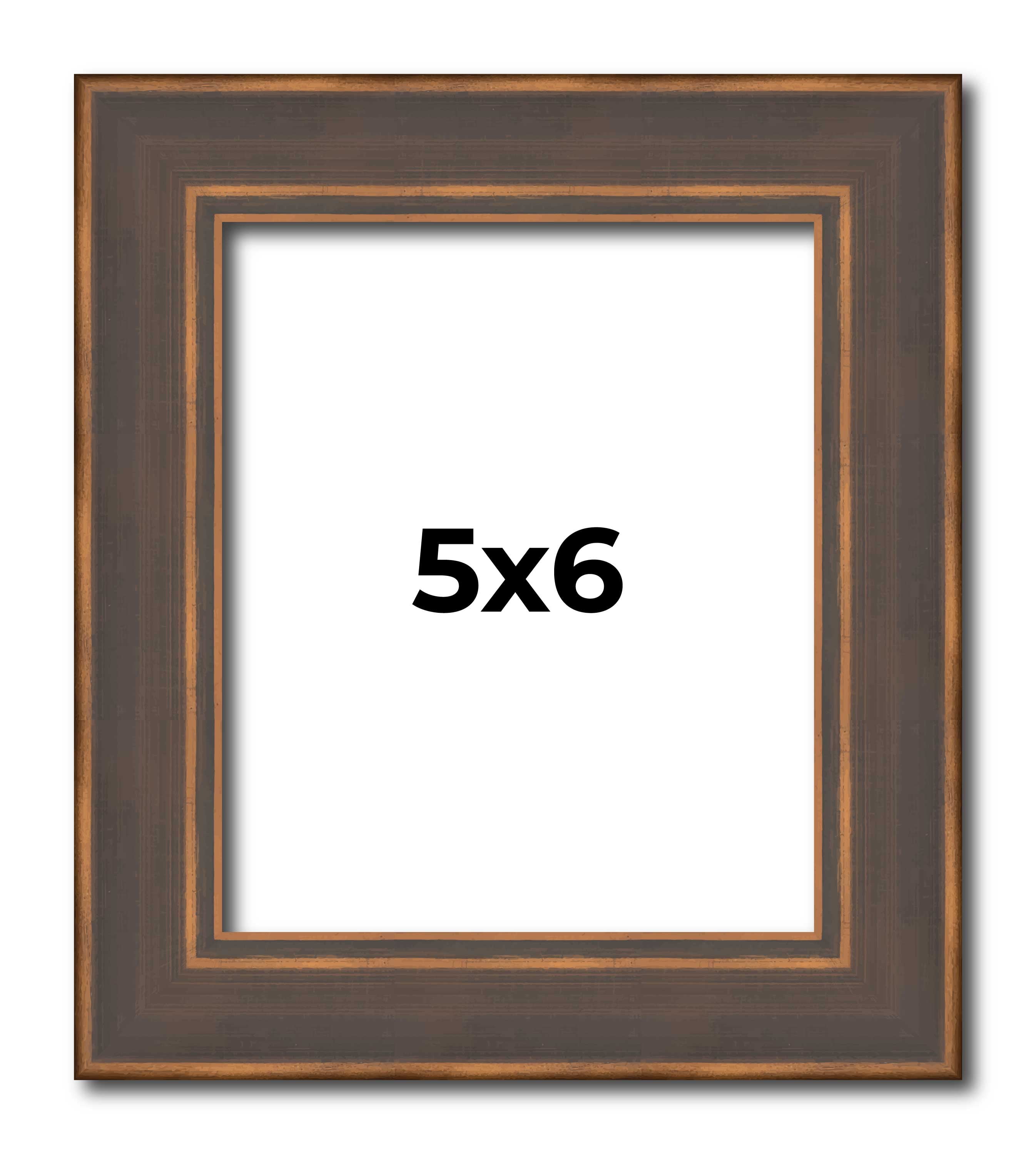 5x6 Frame Golden Caramel Solid Wood Bronze Picture Frame | 1.25 Inch ...