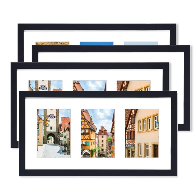 5x7 3-Opening Collage Picture Frame Black, Wall Mounted Display Frame ...