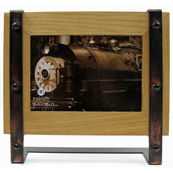 5x7 5 x 7 Wood Antique Copper Metal Photo Picture Frame New Natural ...