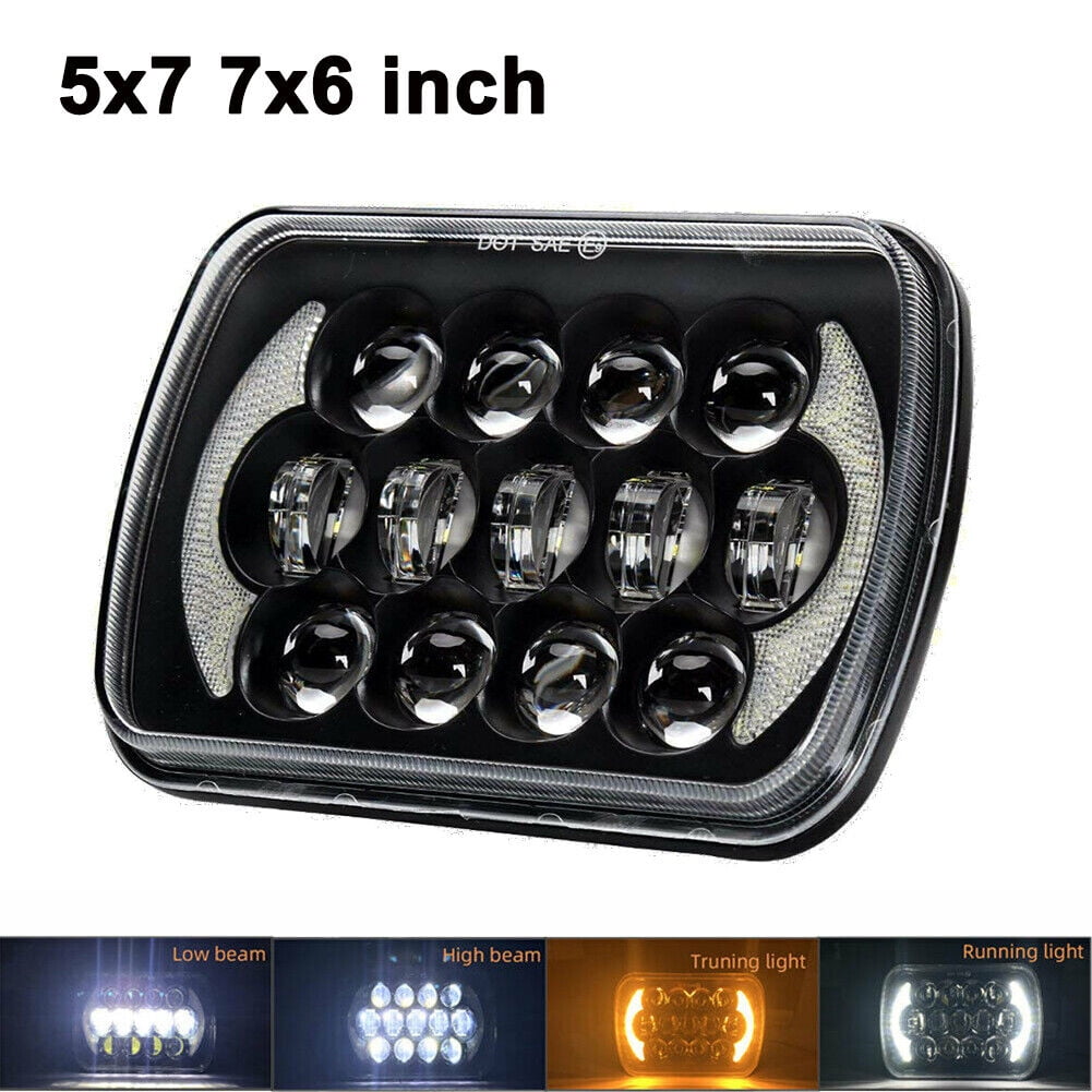 5x7 7x6''inch LED Headlight Hi-Lo Beam Yellow DRL For Nissan Pickup ...