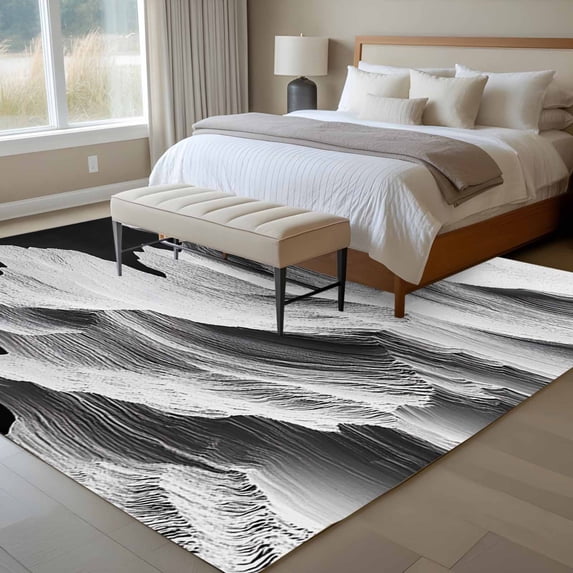 5x7 Abstract Beach Waves Area Rug for Living Room, Washable Non Slip ...