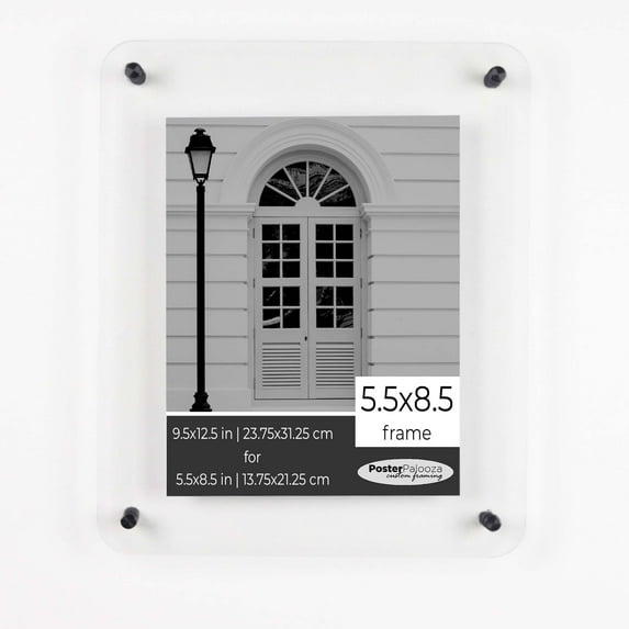 5x7 Acrylic Floating Frame with Black Standoff Wall Mount Hardware ...