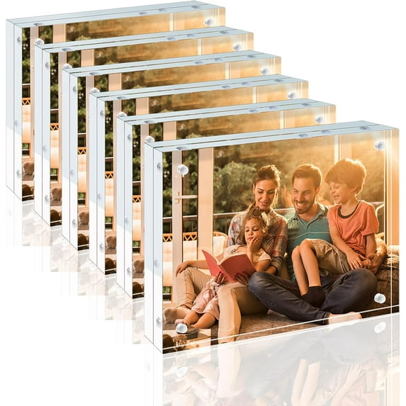 5x7 Acrylic Frames 6 Pack, 20mm Thicker Frameless Clear Picture Frames ...