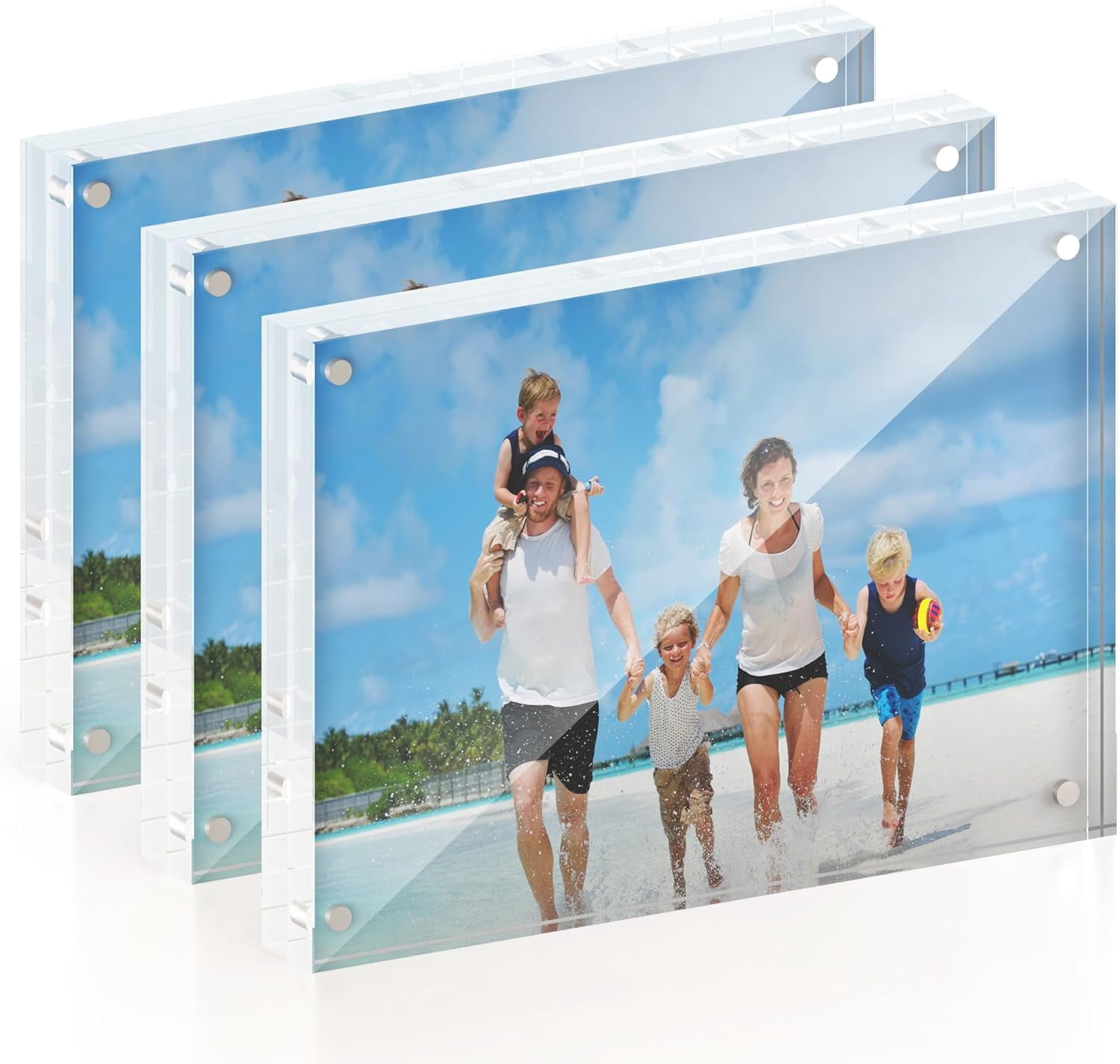 5x7 Acrylic Picture Frame 3 Pack, 20mm Thick Magnetic Double Sided ...