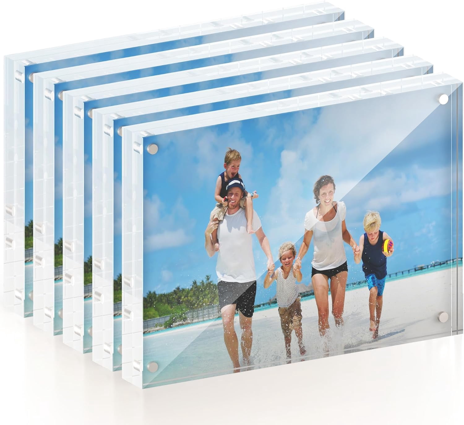 5x7 Acrylic Picture Frame 5 Pack, 20mm Thick Magnetic Double Sided ...