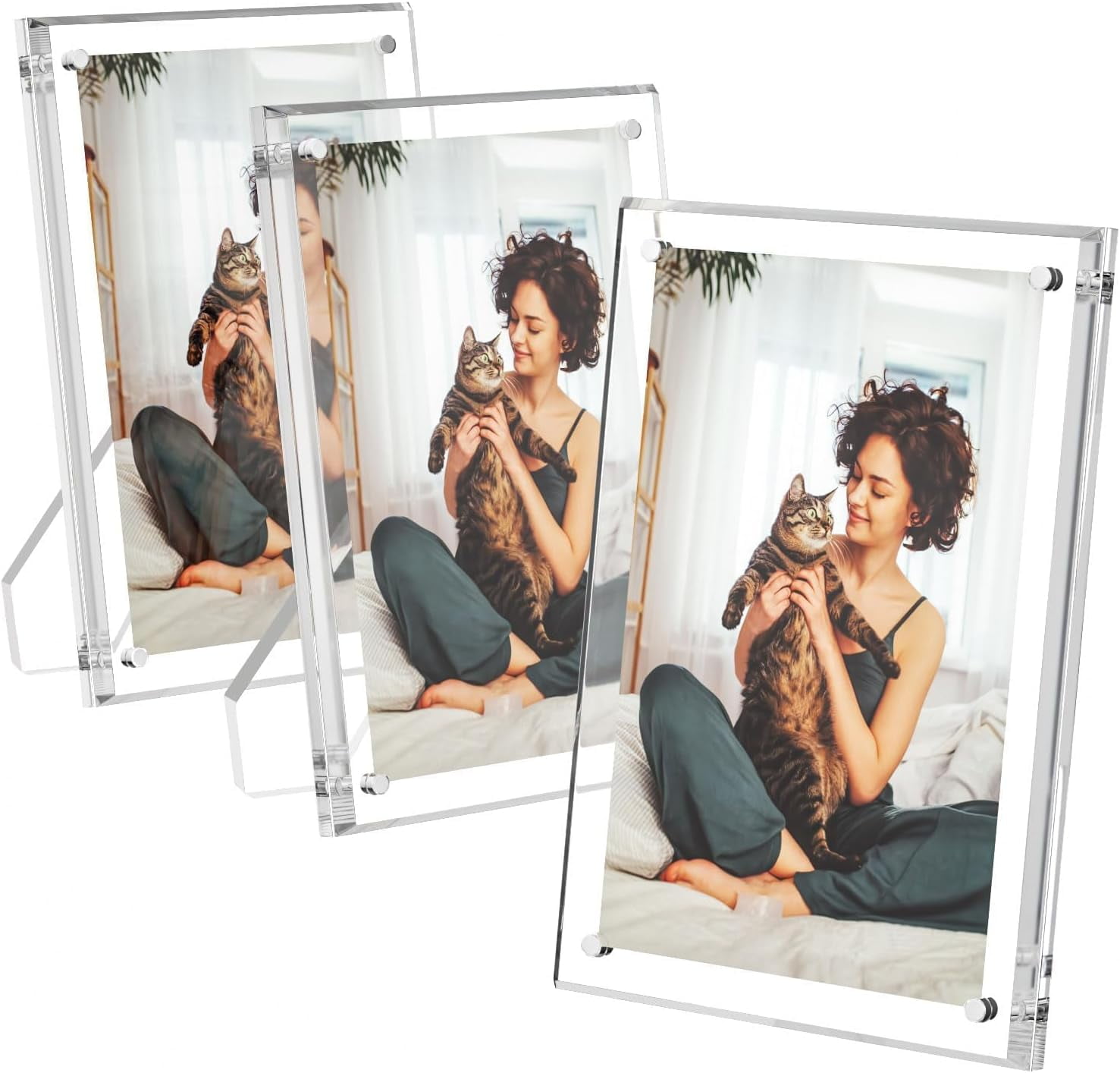 5x7 Acrylic Picture Frames 3 Pack, Clear Picture Frames with Stand ...