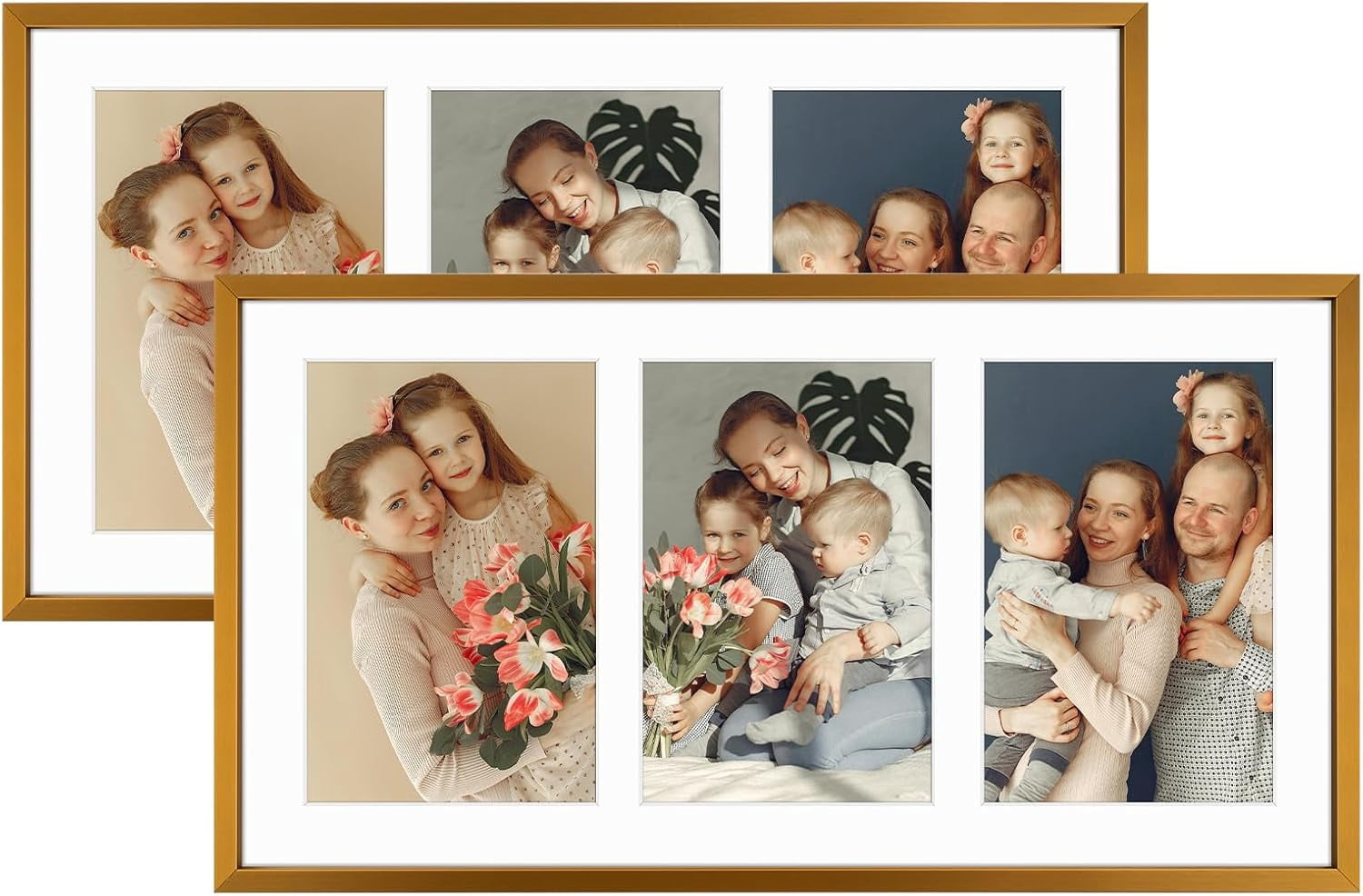 , 5x7 Aluminum Collage Frame, Display 5x7 Pictures With 3 Openings Mat ...