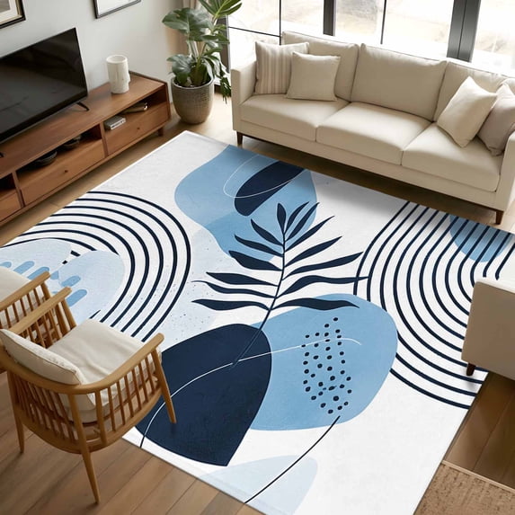 5x7 Area Rugs, Blue Bohogeometric Non-Skid Rubber Backing Large ...
