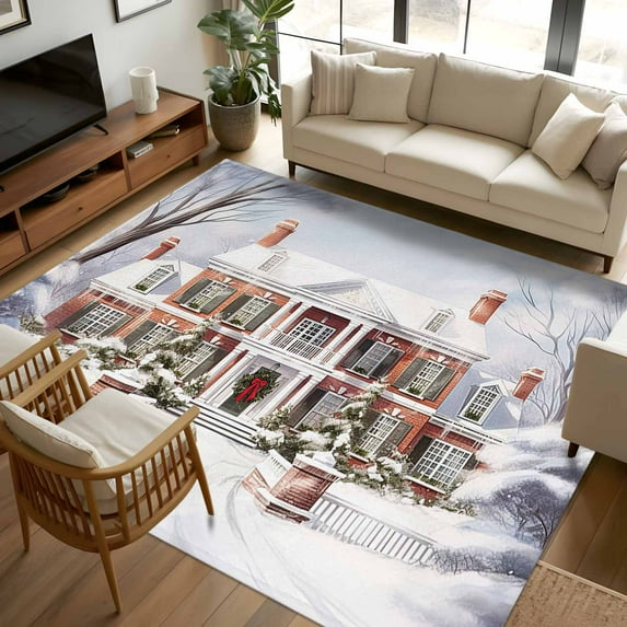 5x7 Area Rugs, Christmas Non-Skid Rubber Backing Large Rectangle Rugs ...