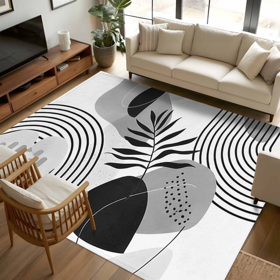 5x7 Area Rugs, Grey Boho Geometric Non-Skid Rubber Backing Large ...