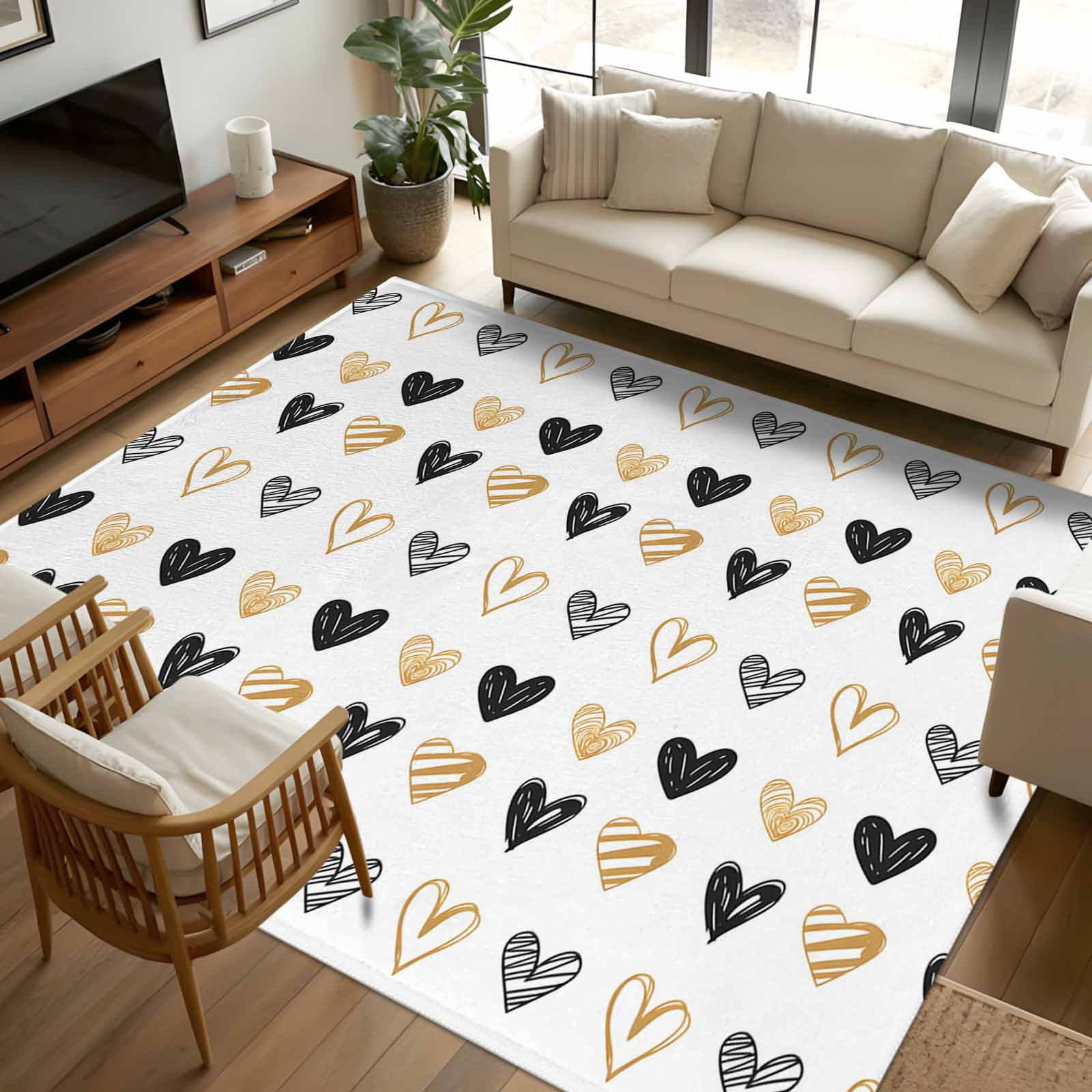 5x7 Area Rugs, Happy Valentine's Day Non-Skid Rubber Backing Large ...