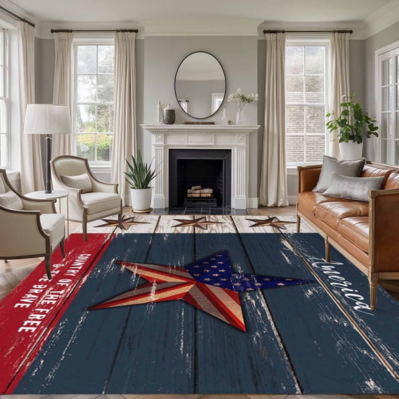 5x7 Area Rugs for Living Room, 4th of July Non Slip Area Rugs for ...