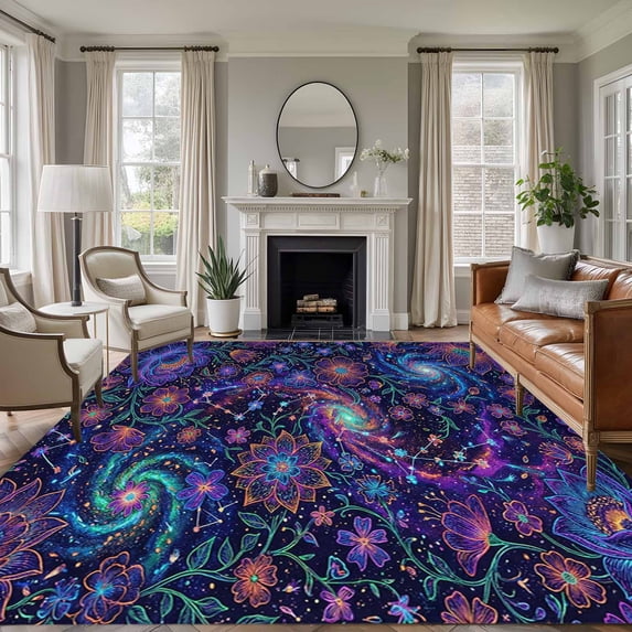 5x7 Area Rugs for Living Room, Abstract Flower Non Slip Area Rugs for ...