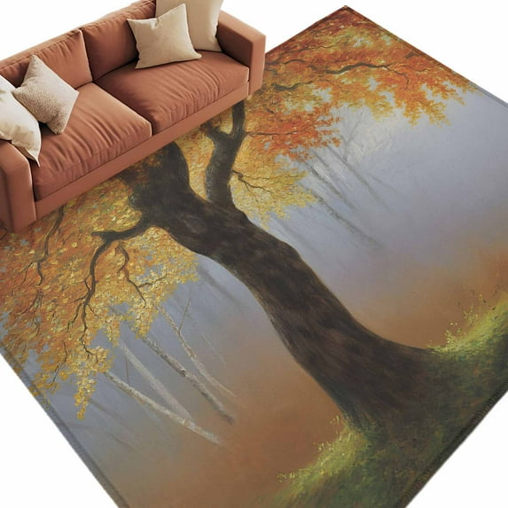 5x7 Area Rugs for Living Room, Abstract Tree Non Slip Area Rugs for ...