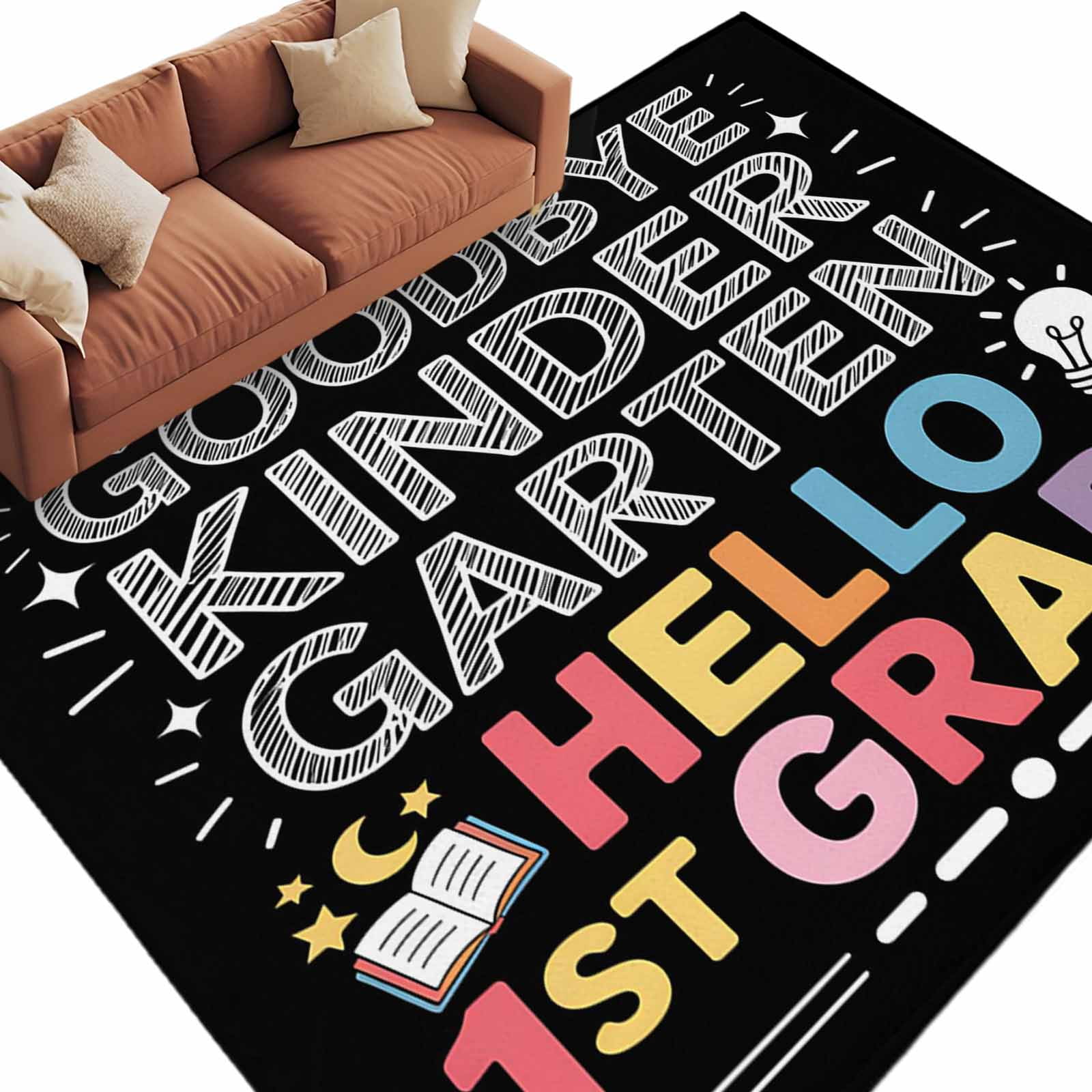 5x7 Area Rugs for Living Room, Black Graduation Non Slip Area Rugs for ...