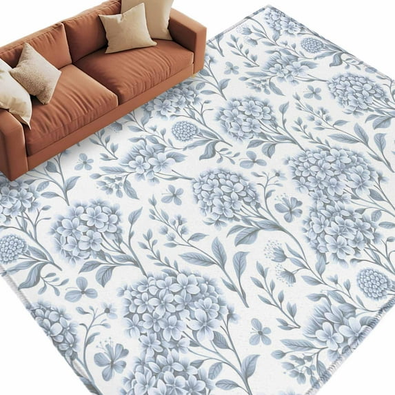 5x7 Area Rugs for Living Room, Blue Flower Non Slip Area Rugs for ...
