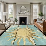 5x7 Area Rugs for Living Room, Blue Golden Sun Non Slip Area Rugs for ...