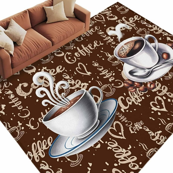 5x7 Area Rugs for Living Room, Brown Coffee Farmhouse Non Slip Area ...