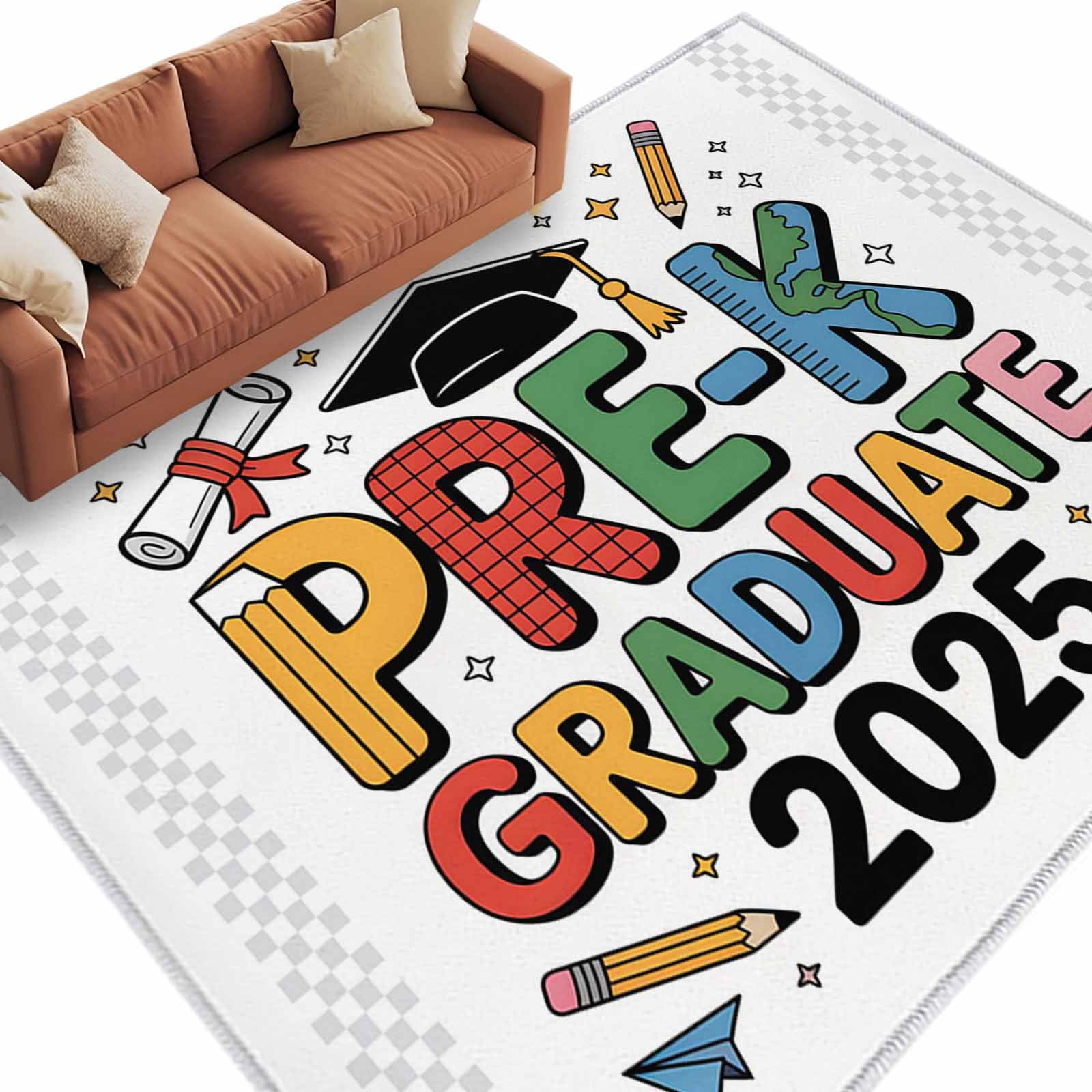 5x7 Area Rugs for Living Room, Colorful Words Graduation Non Slip Area ...