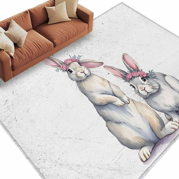 5x7 Area Rugs for Living Room, Easter Bunny Non Slip Area Rugs for ...