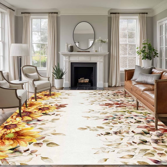 5x7 Area Rugs for Living Room, Eucalyptus Leaves Non Slip Area Rugs for ...