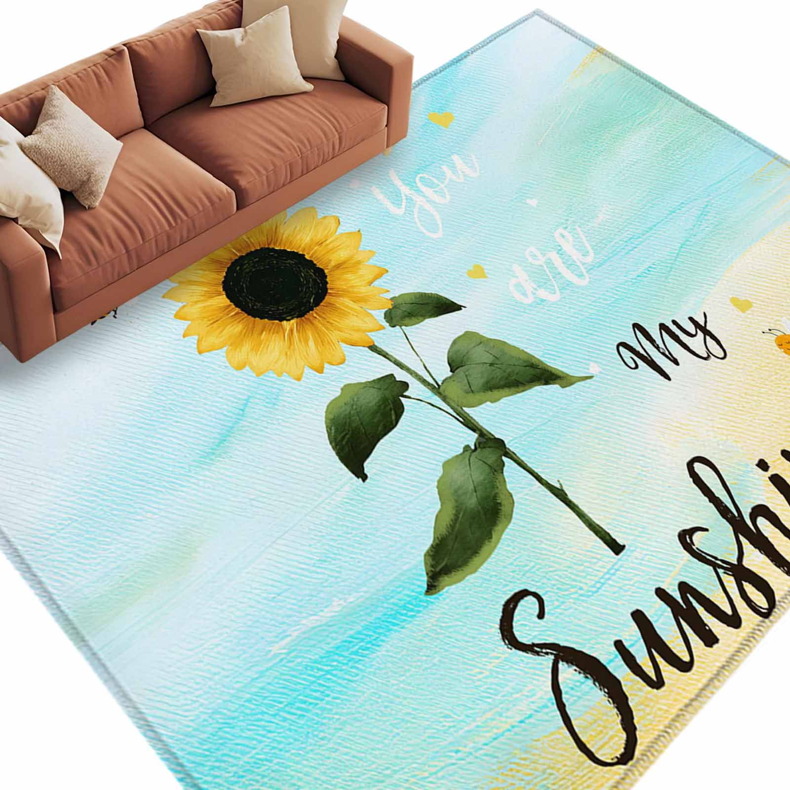 5x7 Area Rugs for Living Room, Farm Sunflowers Non Slip Area Rugs for ...